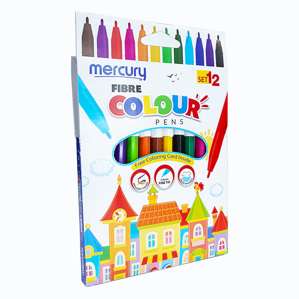 Mercury Fibre Color Marker Set of 12 (Box) – Fareed Book Centre