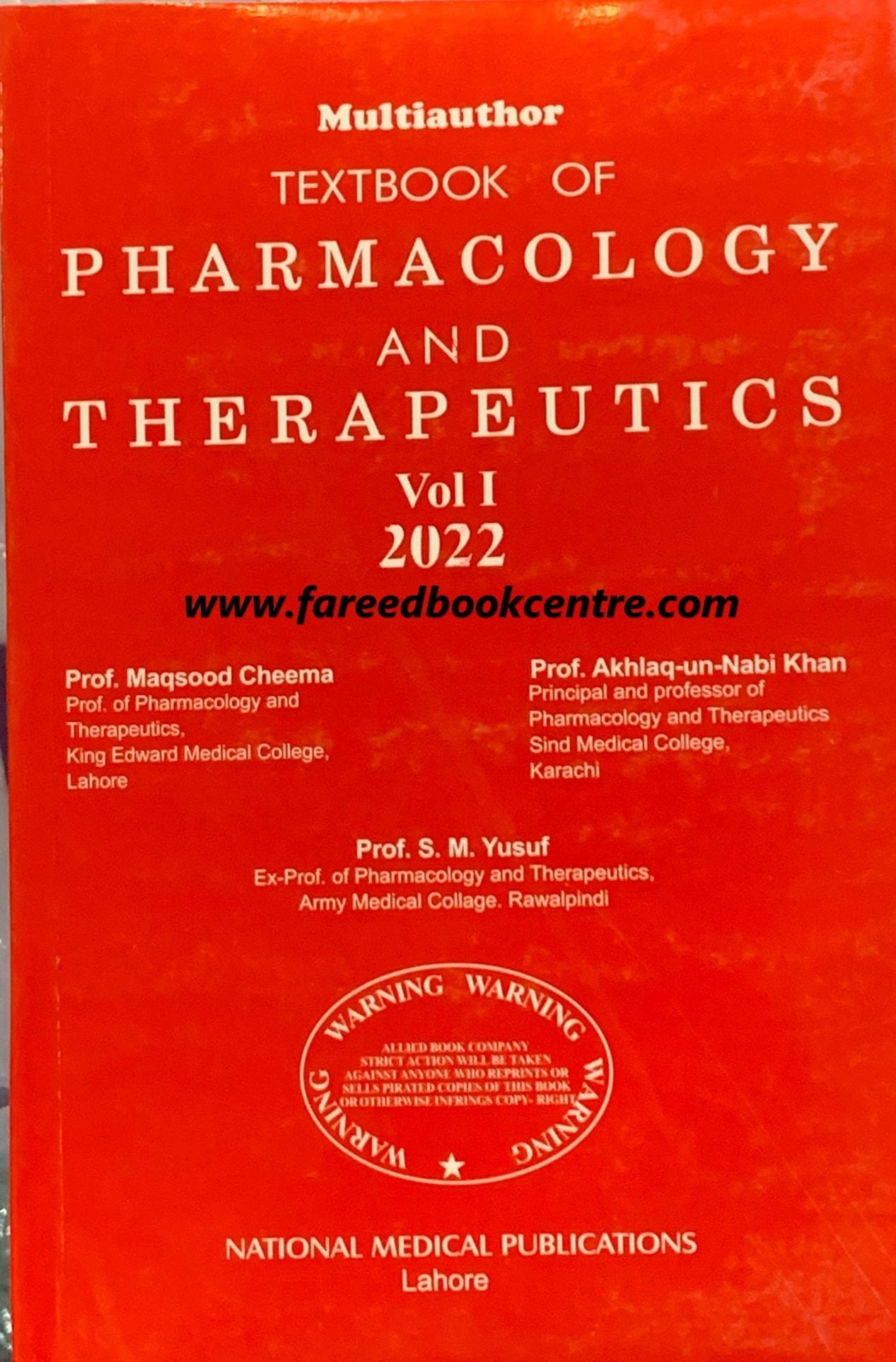 Multiauthor Textbook Of Pharmacology And Therapeutics Vol 1 – Fareed ...